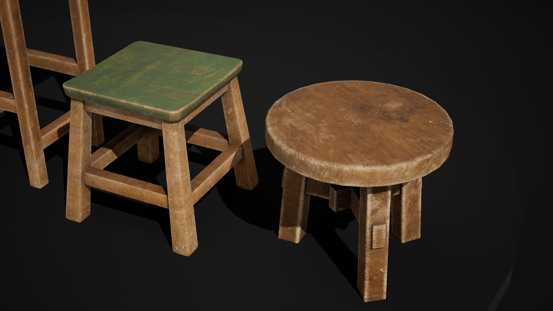 ArtStation - Used Wooden Stools - pack | Game Assets