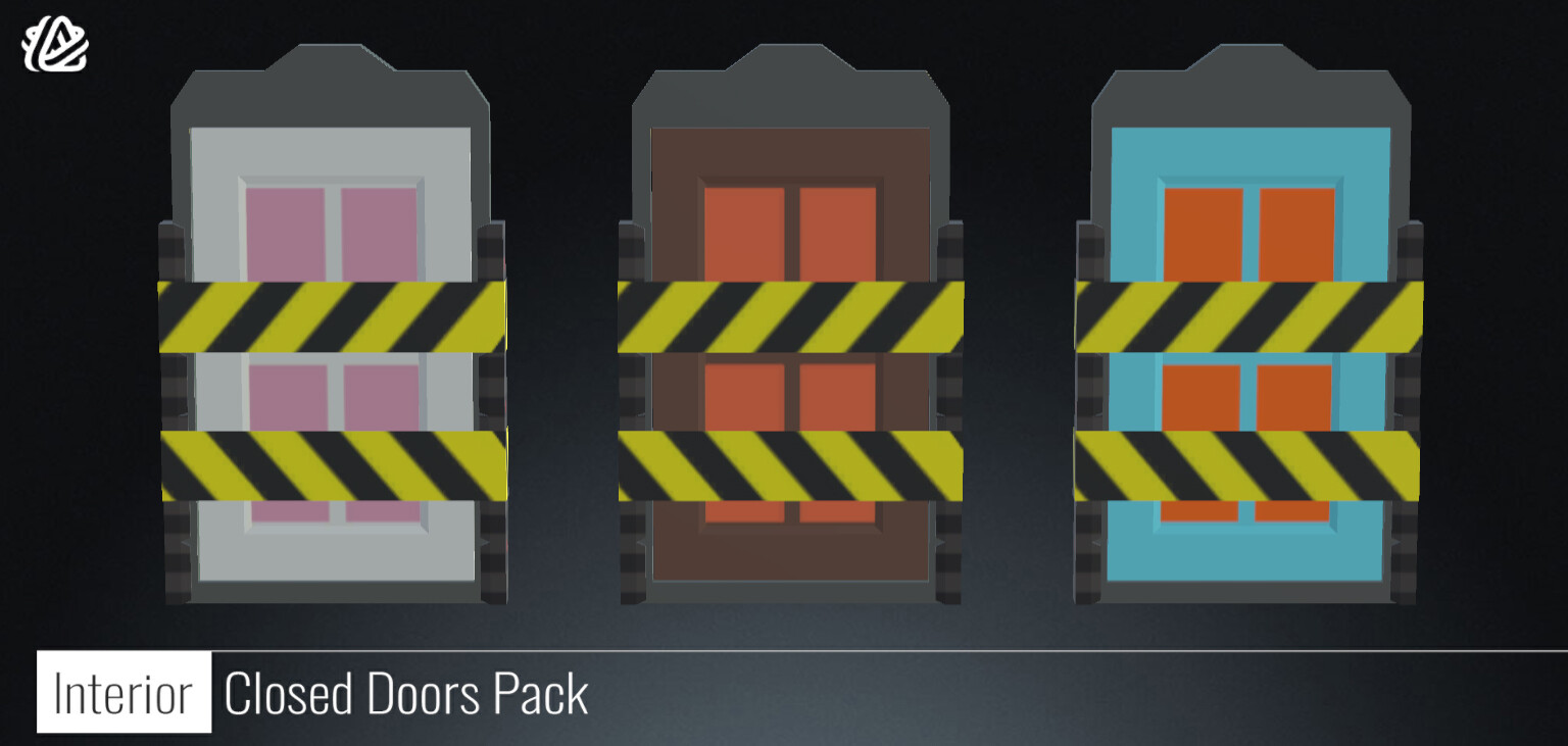 ArtStation - 3D Lowpoly Closed Doors Pack - Home Interior | Game Assets