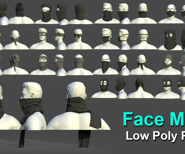 ArtStation - 15 Face Mask Low Poly Pack With UV | Game Assets