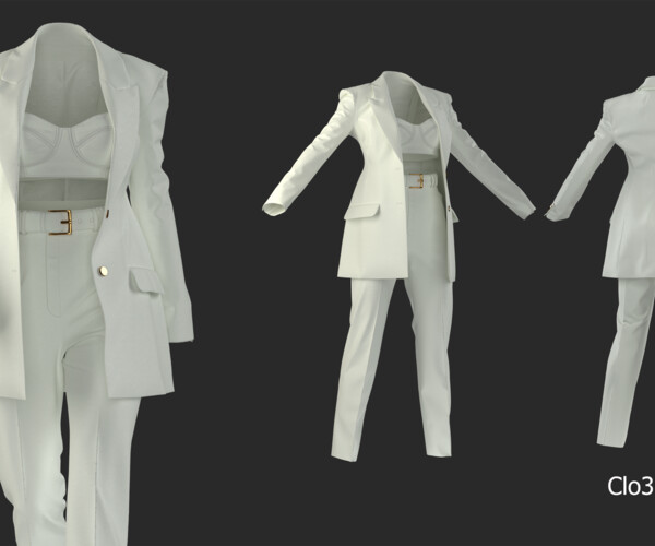 ArtStation - Women's trouser suit. Marvelous Designer/Clo3d project+OBJ ...