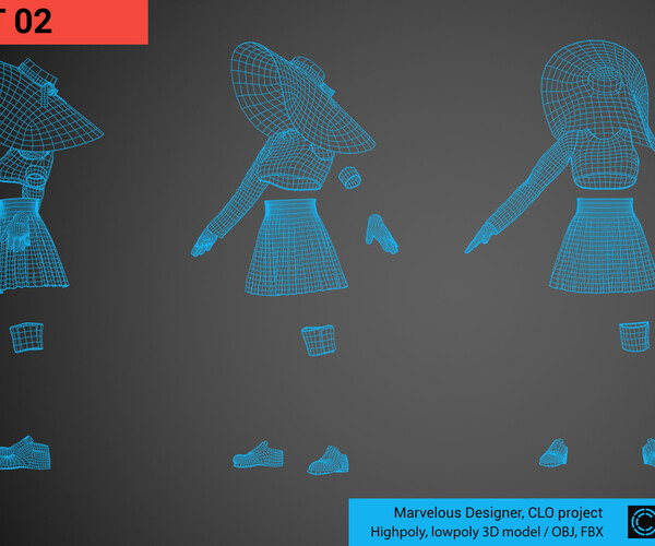 ArtStation - Outfit 02 - Marvelous Designer, CLO project. | Resources