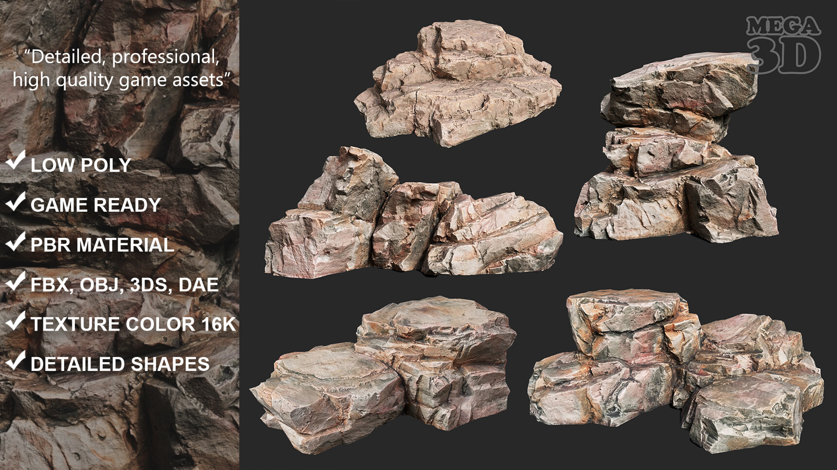ArtStation - Sharp Rock Formation 221104 - Ultra HD 16K Texture | Game ...