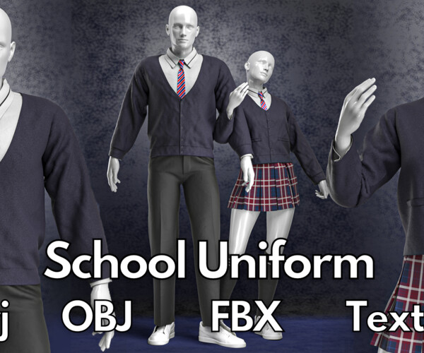 ArtStation - School uniform No.2 : Marvelous Designer + Clo3d + OBJ ...