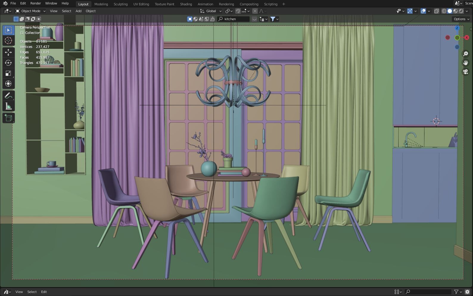 ArtStation - Sence dining room Blender 3.x | Game Assets