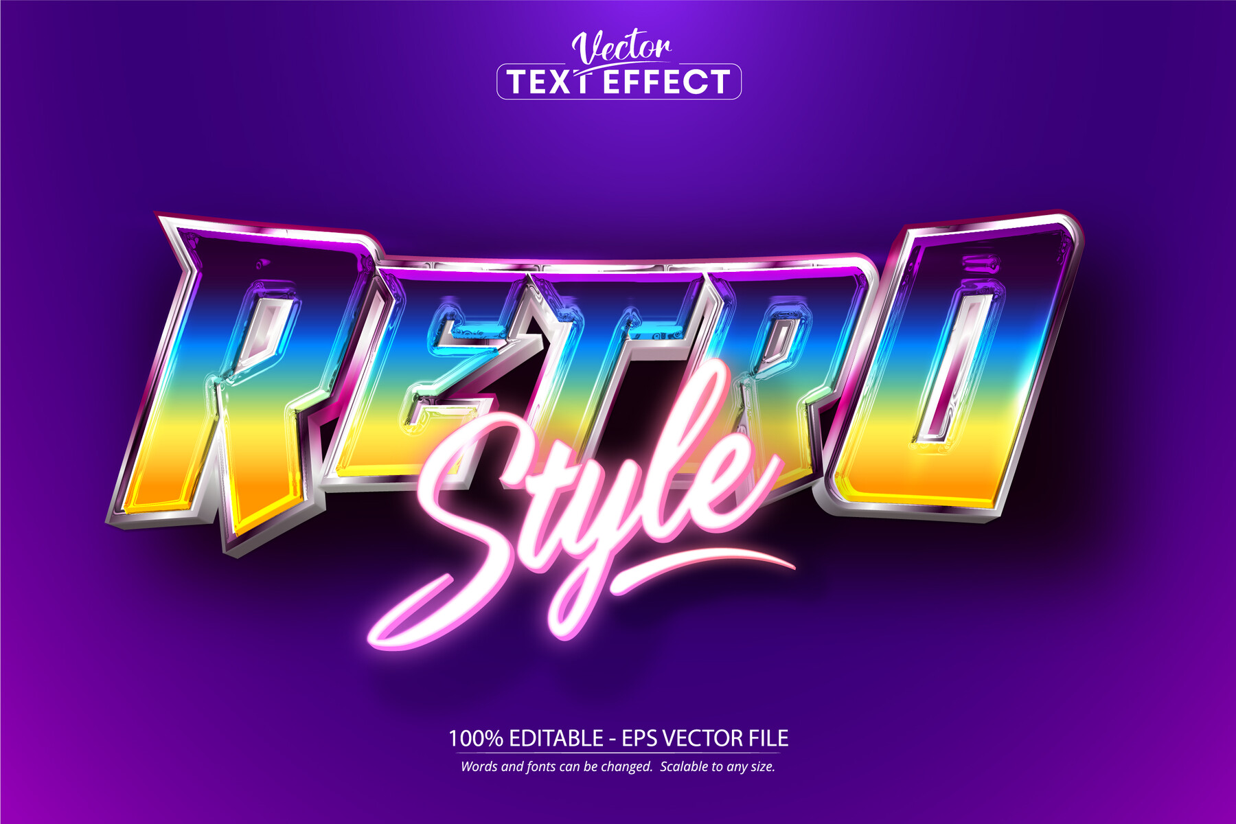 ArtStation - Retro style text effect, editable neon light text style ...