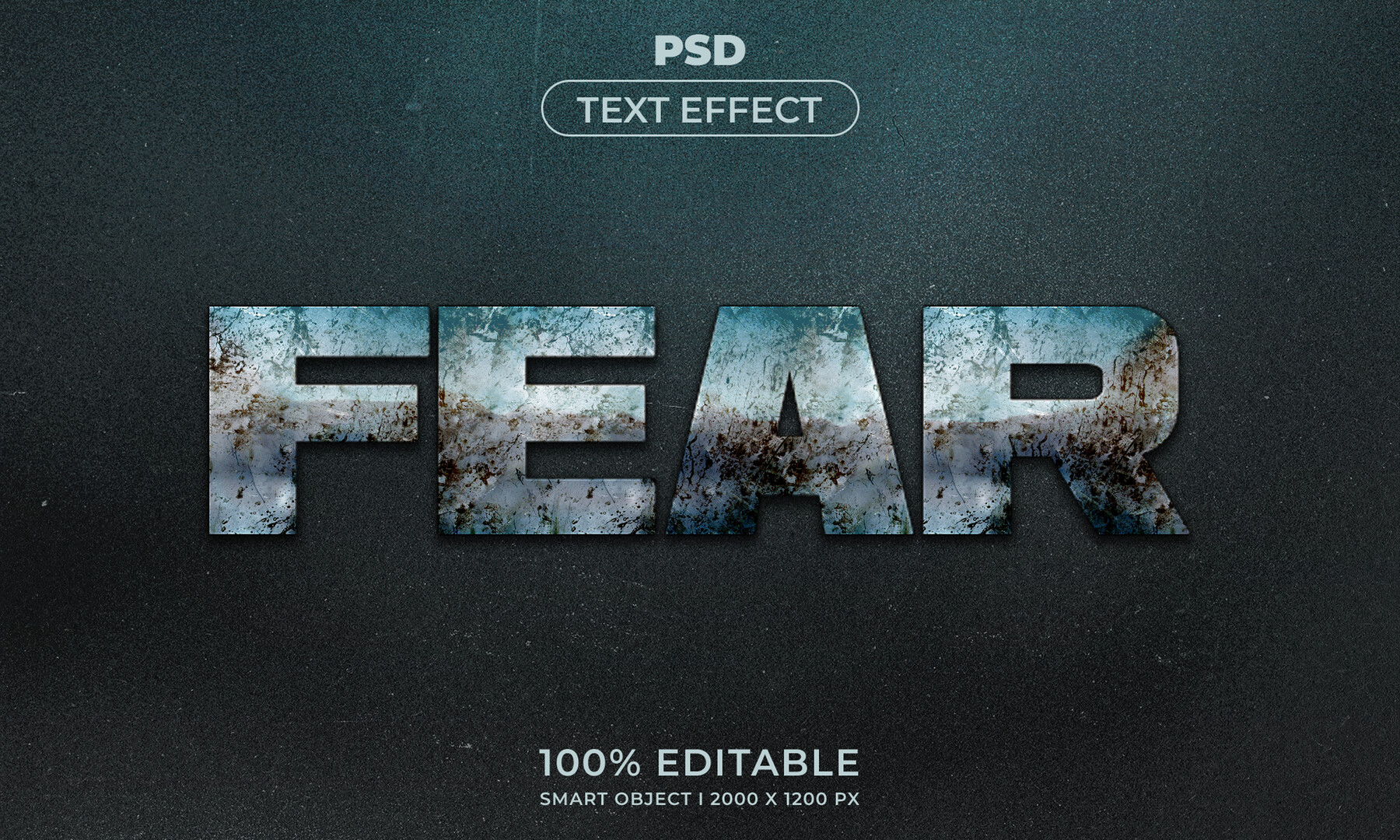 ArtStation - 3D Fear PSD fully editable text effect. Layer style PSD ...