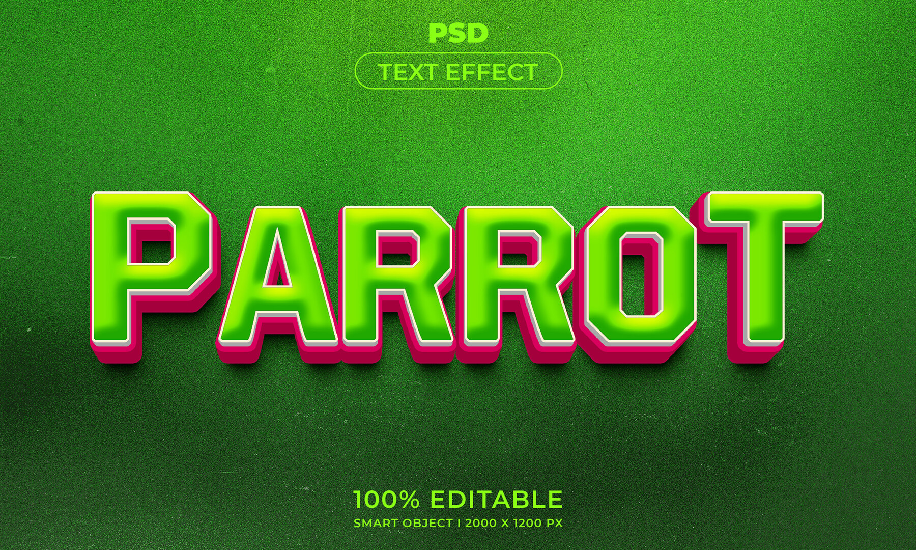 ArtStation - 3D Parrot PSD fully editable text effect. Layer style PSD ...