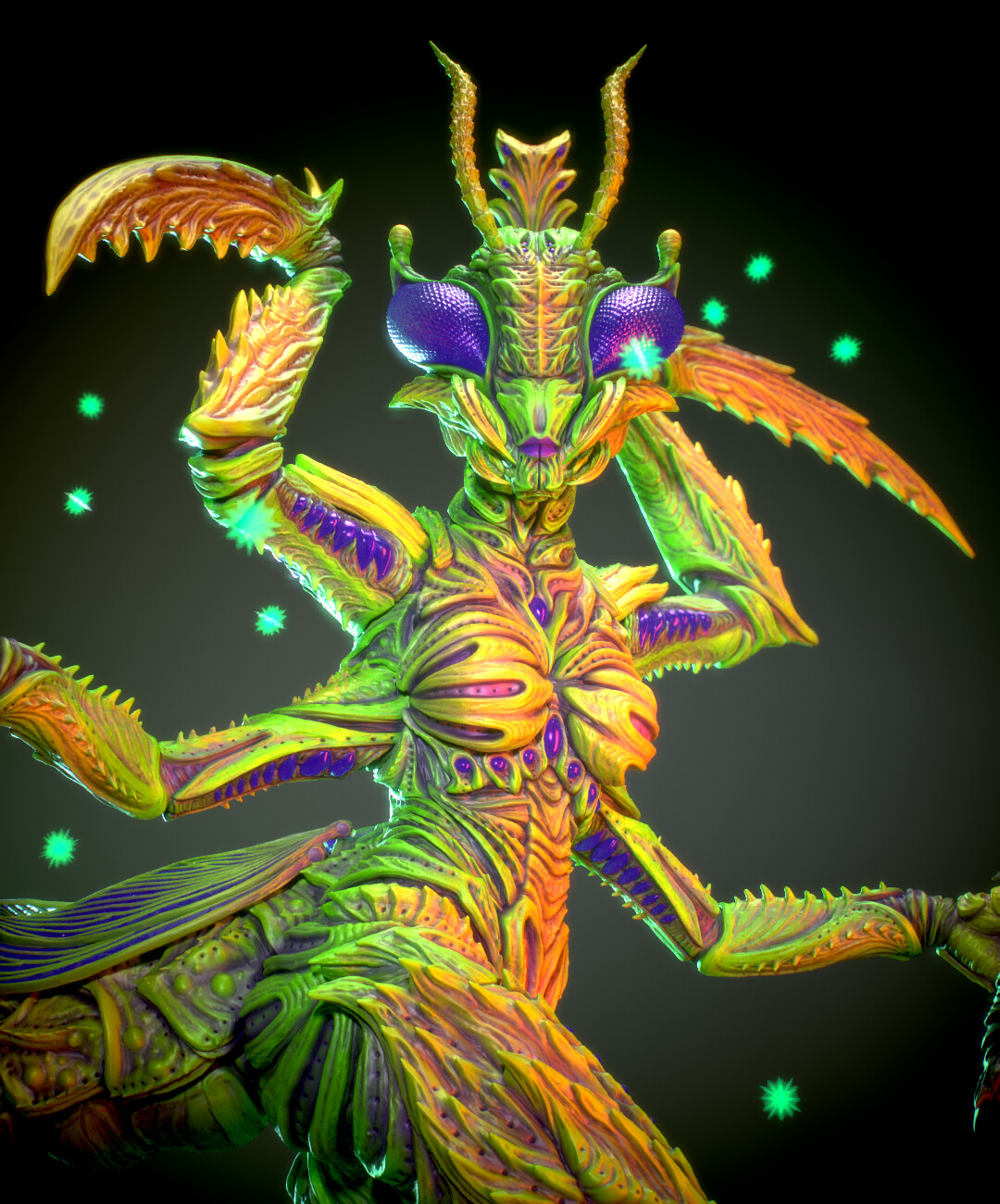 ArtStation - Mantis, insectoid blade dancer 3d print figurine | Resources