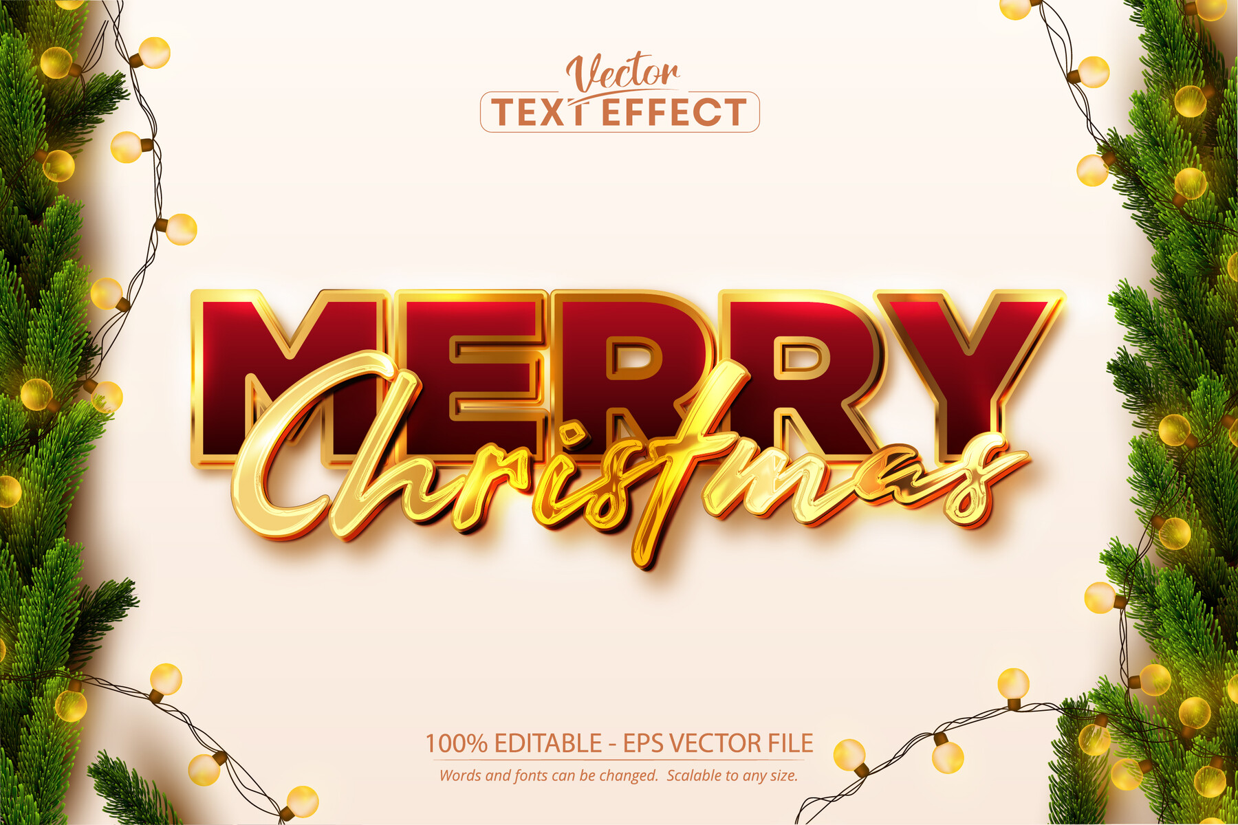 ArtStation - Merry Christmas text effect, editable shiny gold text ...