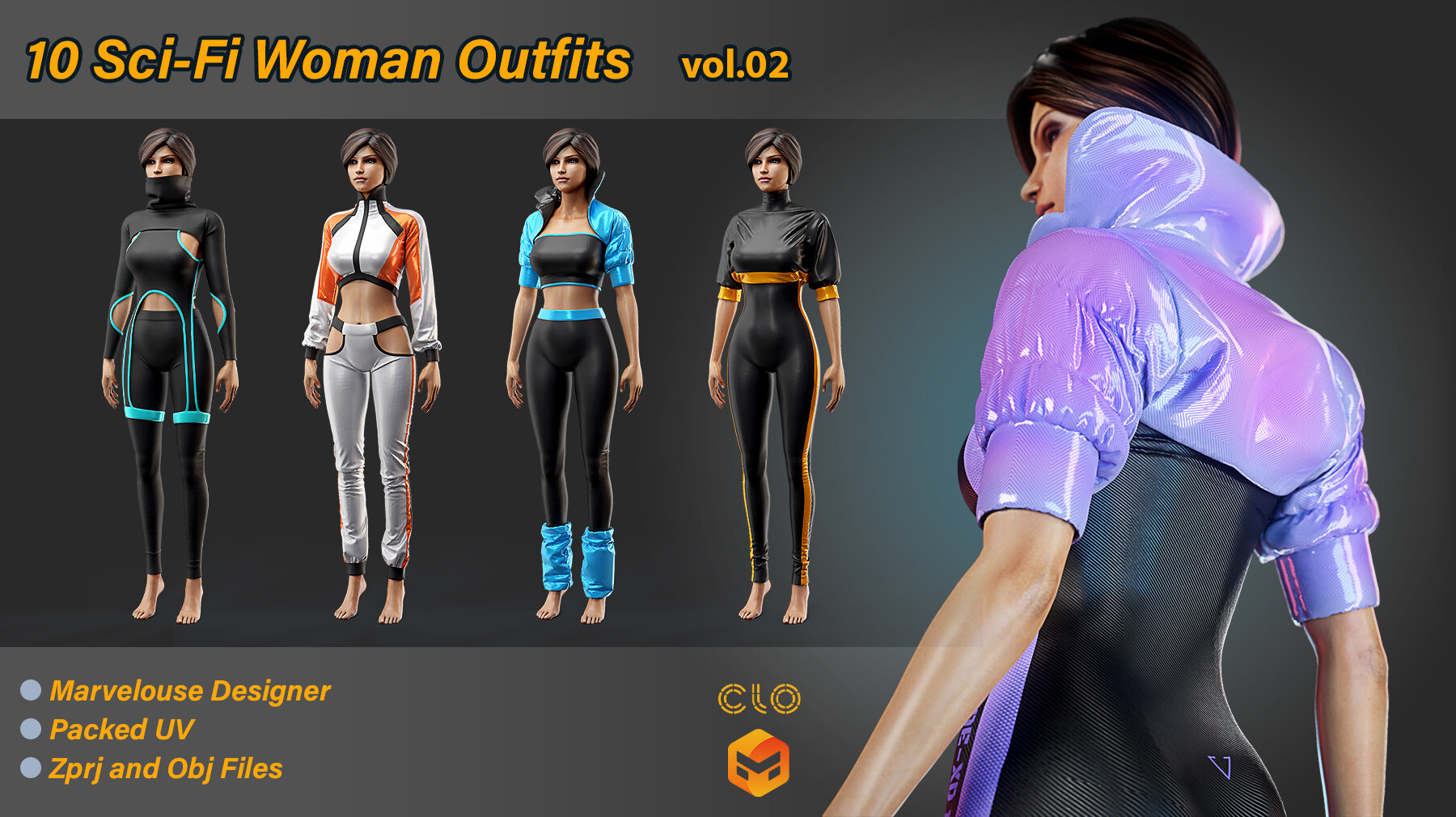 ArtStation - Sci-Fi Woman Outfits Vol.02 / Zprj + Obj | Game Assets
