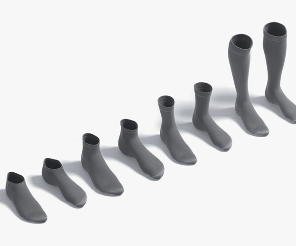 ArtStation - White Socks Pair different shapes - fabric sox | Resources