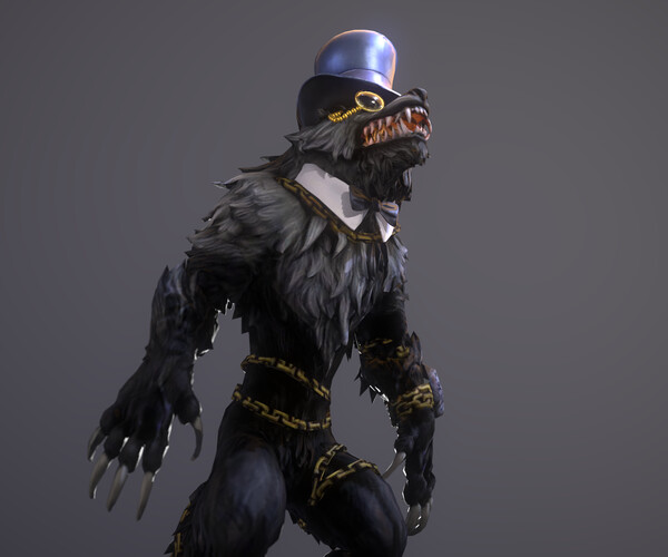 ArtStation - Black Wolf Fenrir Rigged 3D | Game Assets
