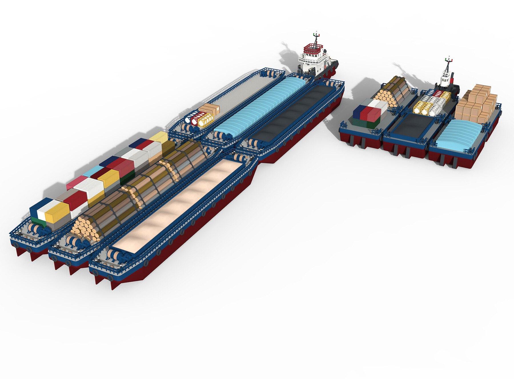 ArtStation - Barge and Push Boats lowpoly | Game Assets