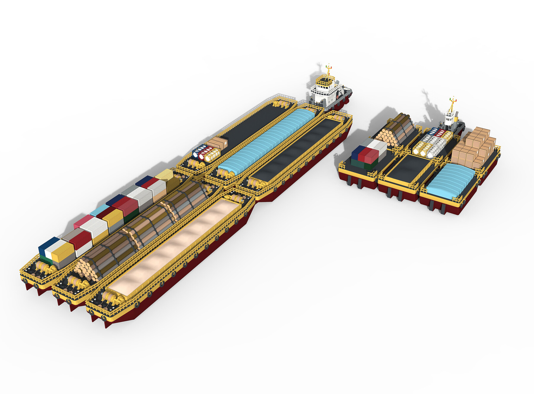 ArtStation - Barge and Push Boats lowpoly | Game Assets