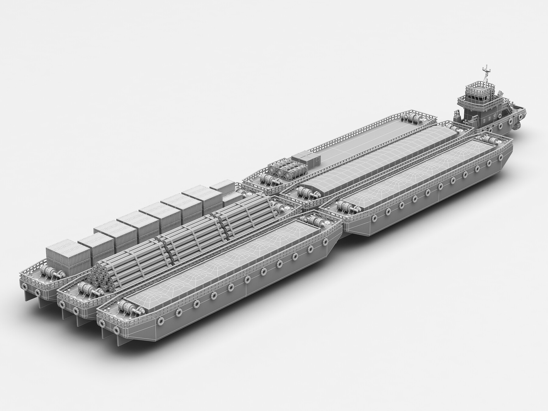 ArtStation - Barge and Push Boats lowpoly | Game Assets