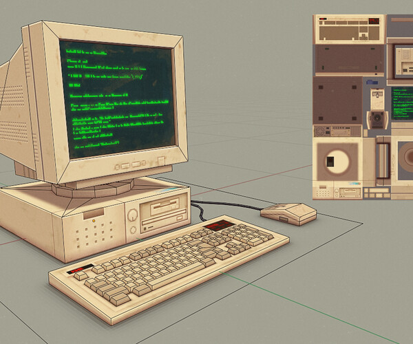 ArtStation - 90's Low Poly Computer | Game Assets