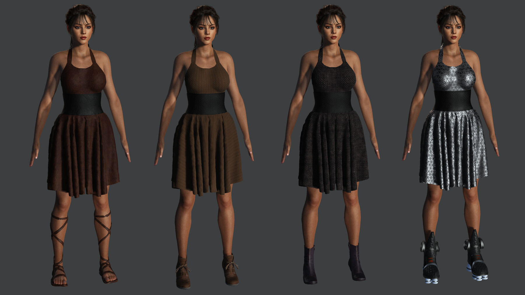 ArtStation - BASIC WOMEN CLOTHES / DRESS / FBX / 4 DIFFERENT MATERIAL | Game Assets