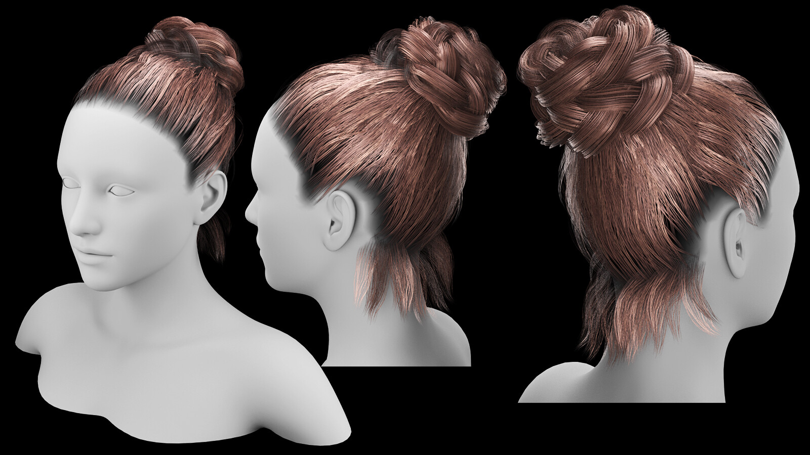 ArtStation - Low Poly game ready haircard bundle vol3 (max fbx obj) | Game Assets