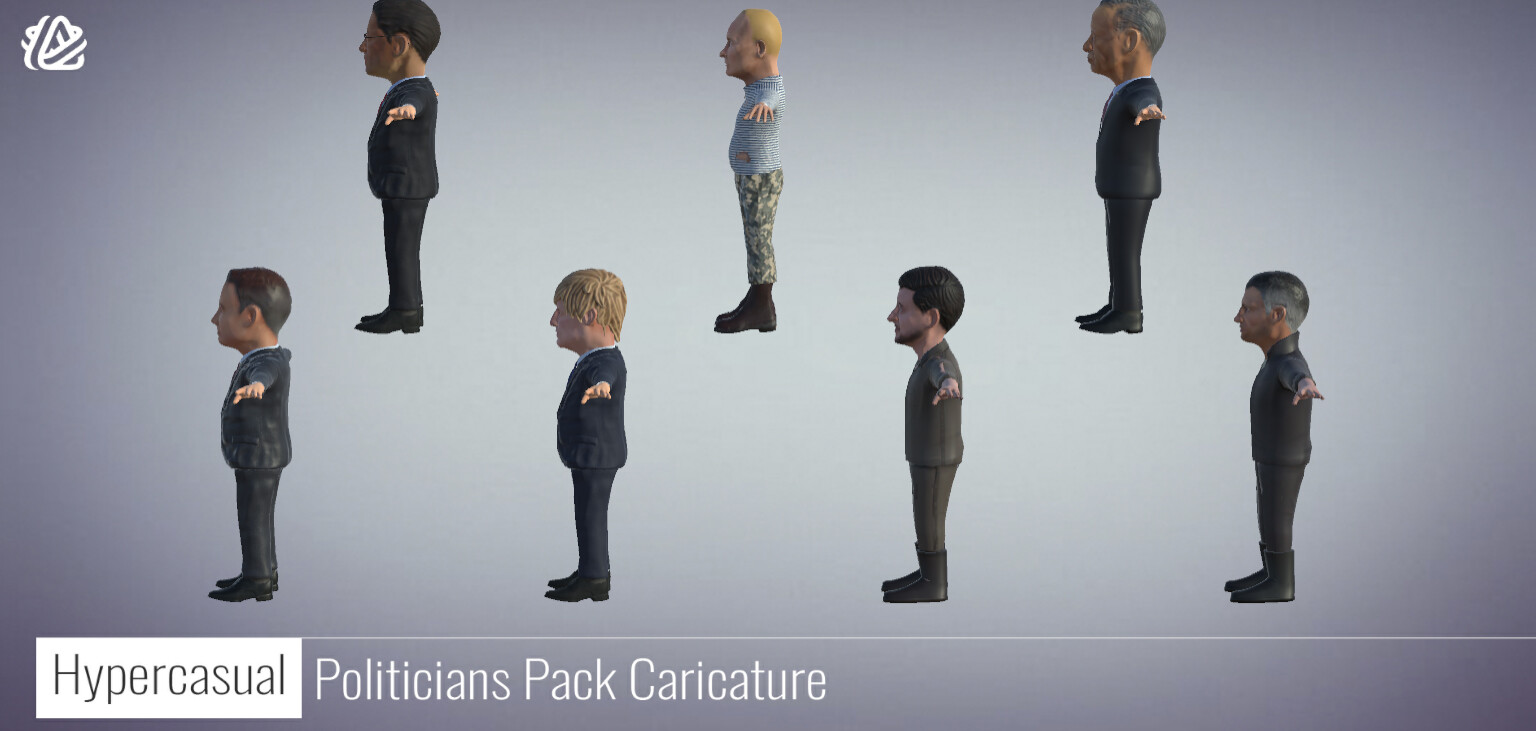 ArtStation - Politics Pack Caricature - Lowpoly 3D Model Politicians ...