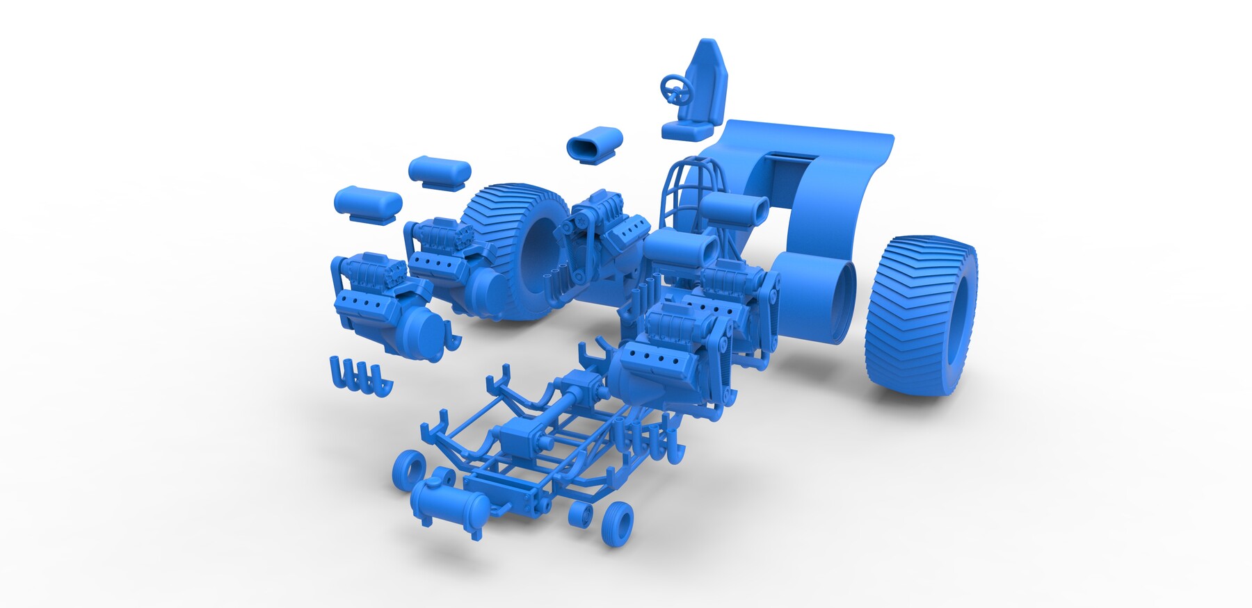 ArtStation - 3D printable Diecast Pulling tractor with 5 engines V8 ...