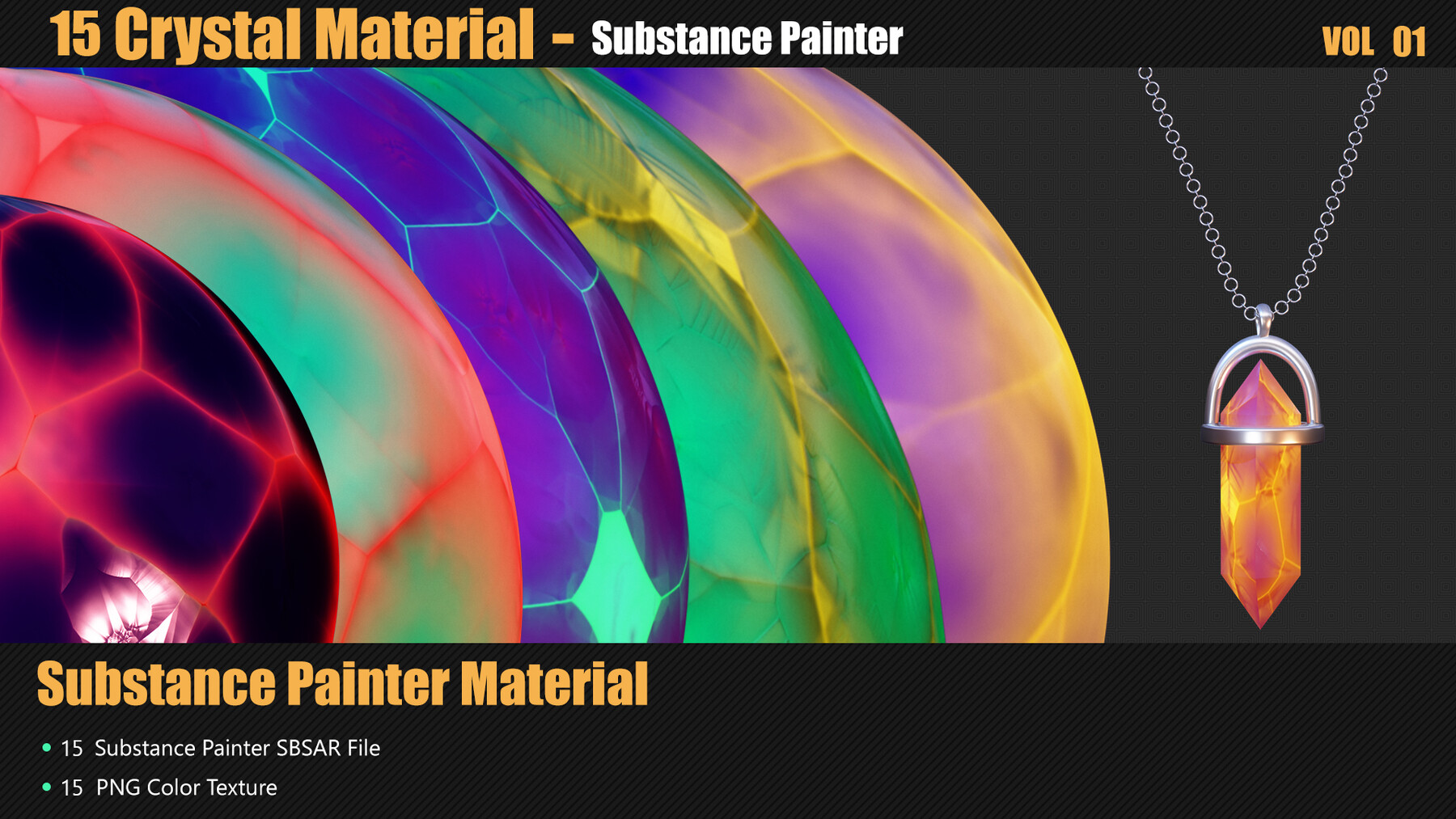 ArtStation - 15 Crystal Materials In Substance Painter | Game Assets