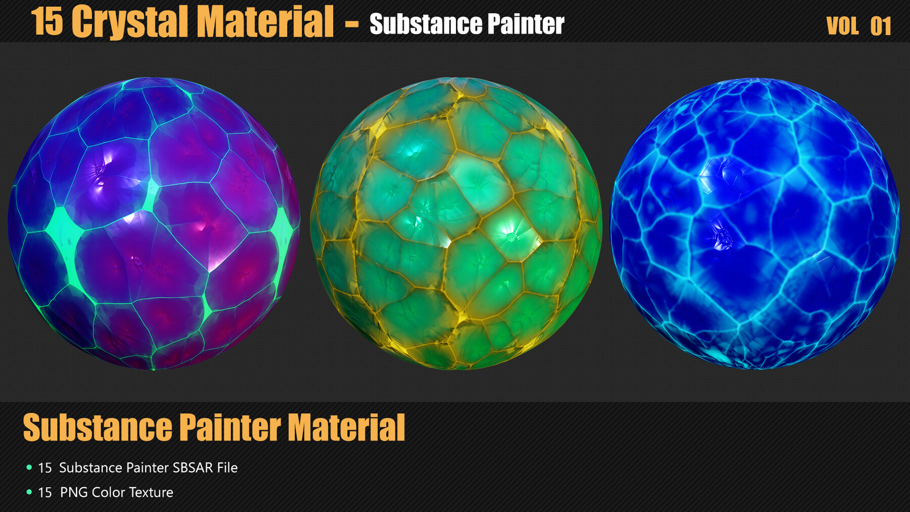 ArtStation - 15 Crystal Materials In Substance Painter | Game Assets