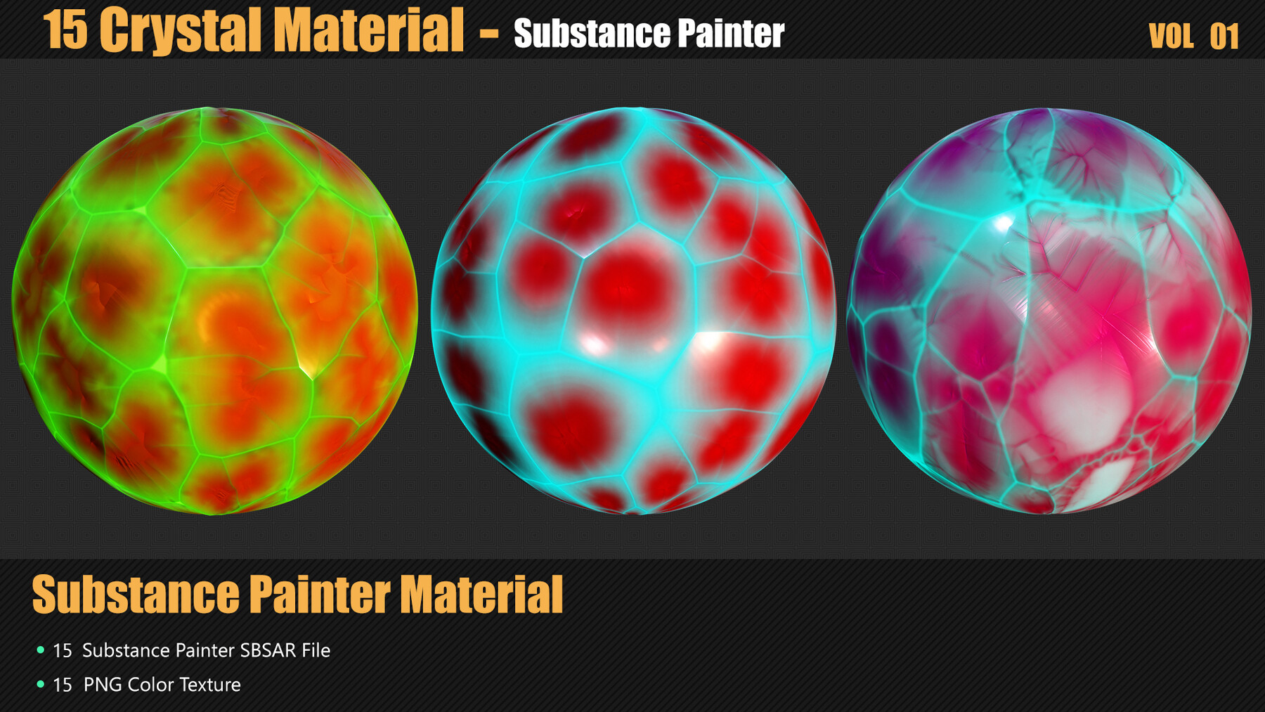 ArtStation - 15 Crystal Materials In Substance Painter | Game Assets