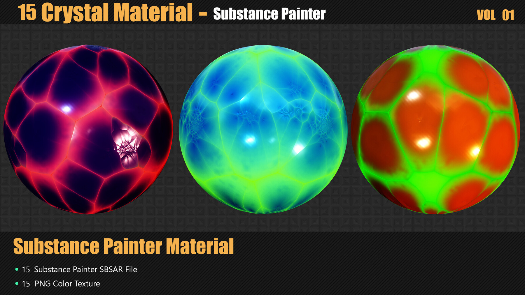 ArtStation - 15 Crystal Materials In Substance Painter | Game Assets