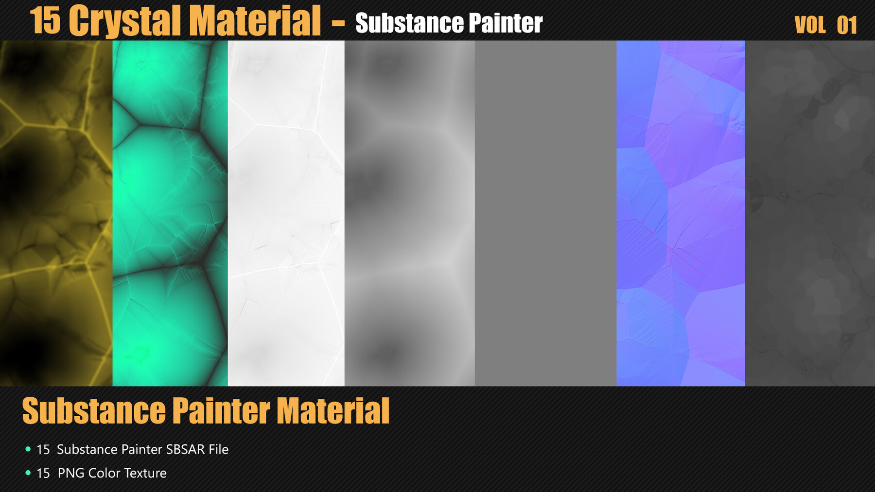 ArtStation - 15 Crystal Materials In Substance Painter | Game Assets