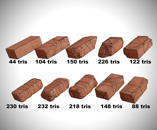 ArtStation - Bricks set game ready low poly | Game Assets