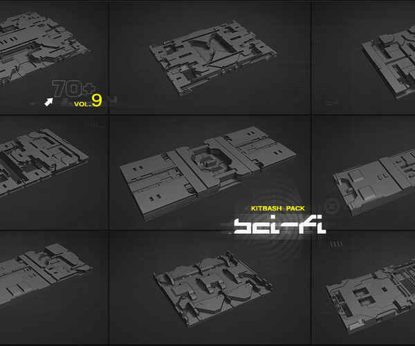 ArtStation - Sci-Fi walls Kitbash Pack 70+ Vol.9 | Resources