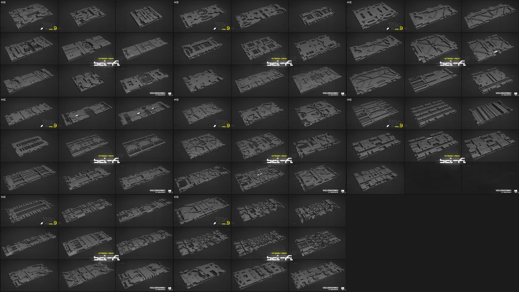 ArtStation - Sci-Fi walls Kitbash Pack 70+ Vol.9 | Resources