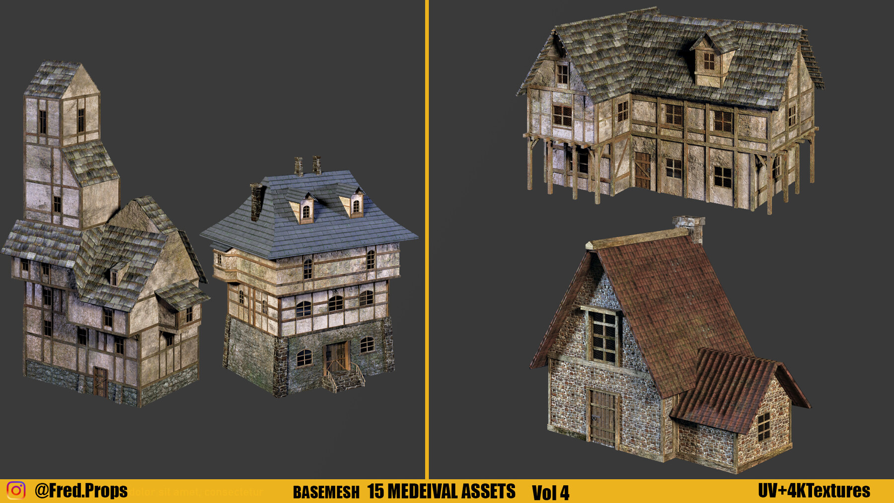ArtStation - Kitbash:MEDIEVAL Assets+Texture Vol 4 | Game Assets