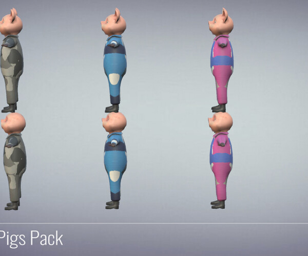 ArtStation - Military War Pigs Pack - 3D Lowpoly Soldiers | Game Assets