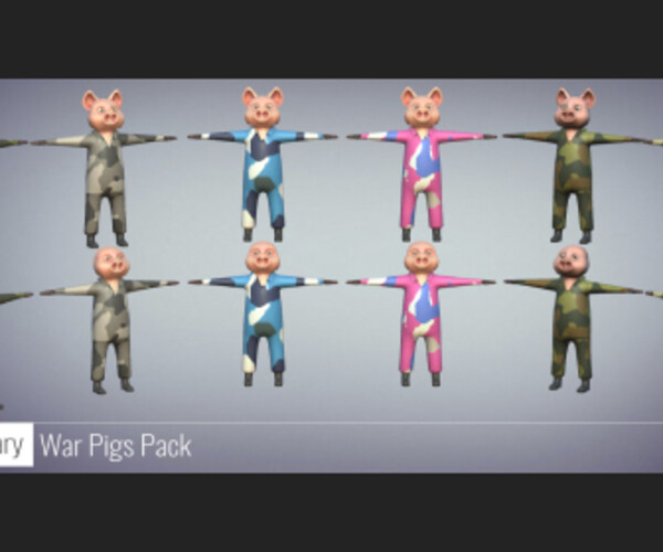 ArtStation - Military War Pigs Pack - 3D Lowpoly Soldiers | Game Assets