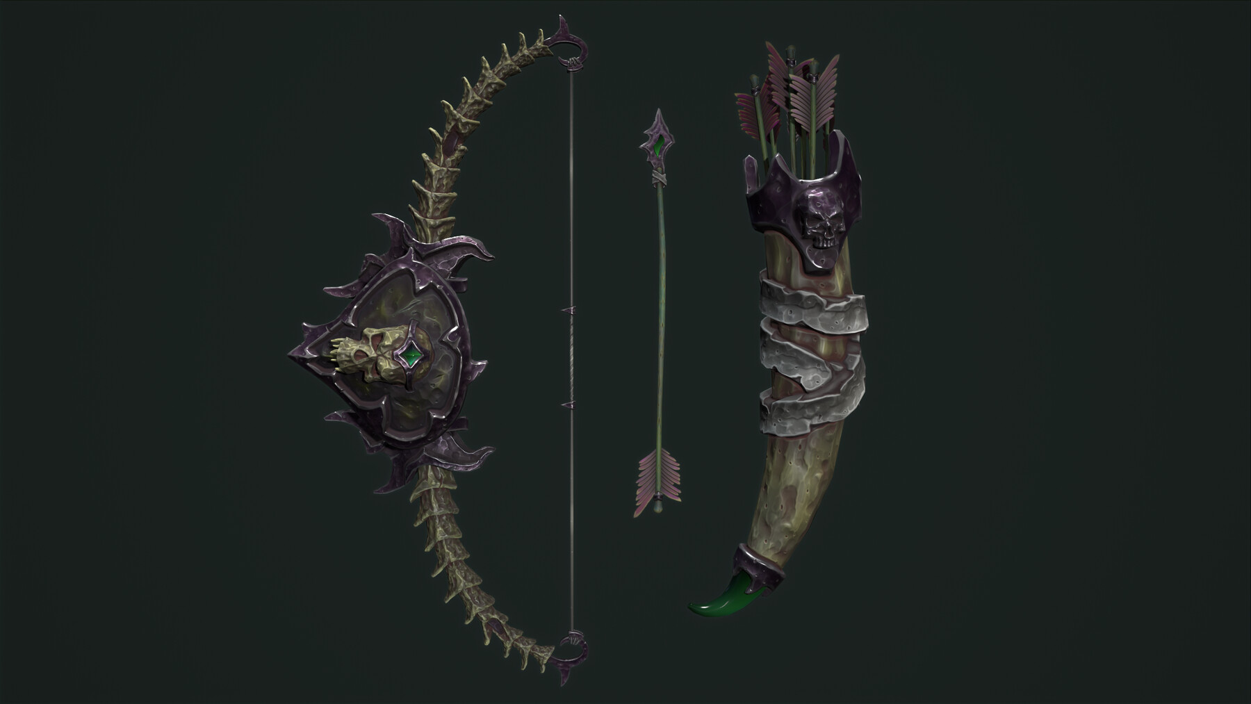 ArtStation - Undead bow and quiver | Game Assets