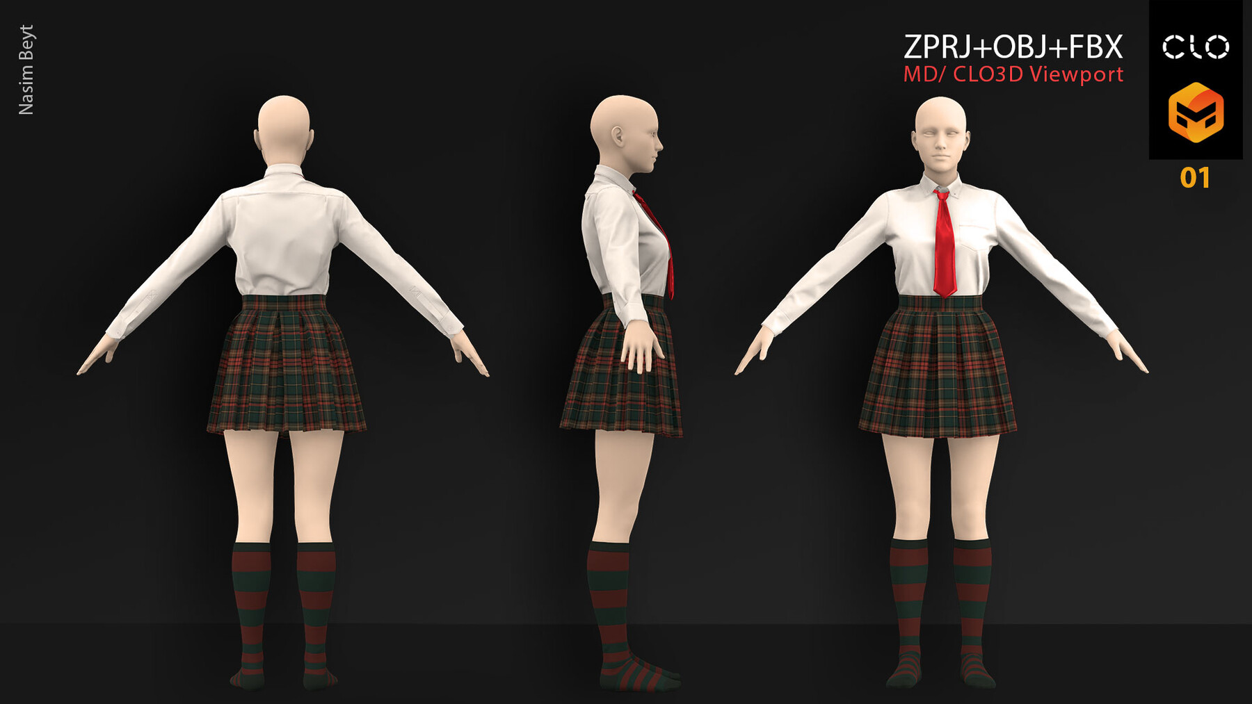 ArtStation - SCHOOL UNIFORM with BAG & SHOES PACK with TEXTURES (VOL.01 ...
