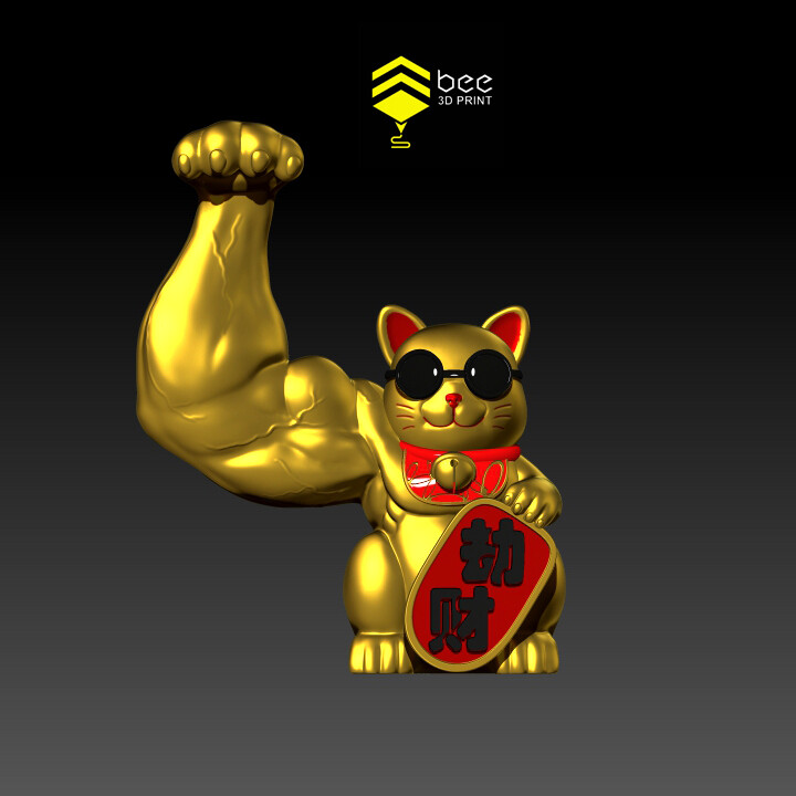 ArtStation - Muscle Arm Lucky Cat - Ready for 3D Print 3D print model ...
