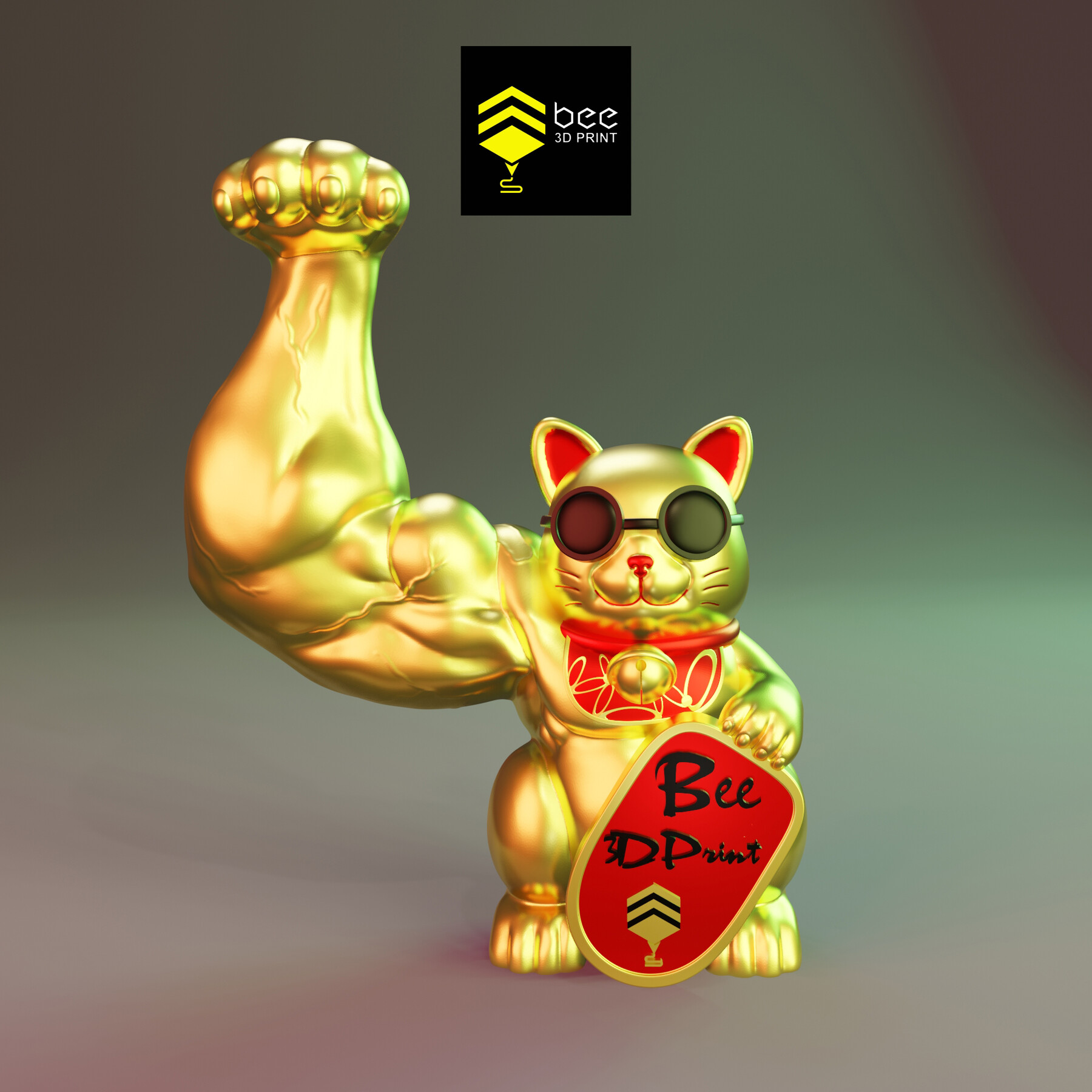 ArtStation - Muscle Arm Lucky Cat - Ready for 3D Print 3D print model ...