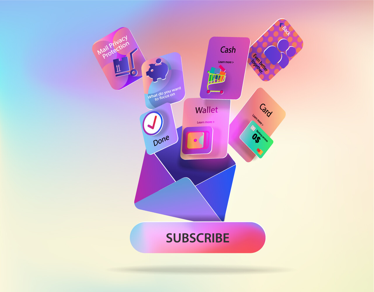 ArtStation - A paper envelope and web icons flying out of it and a ...