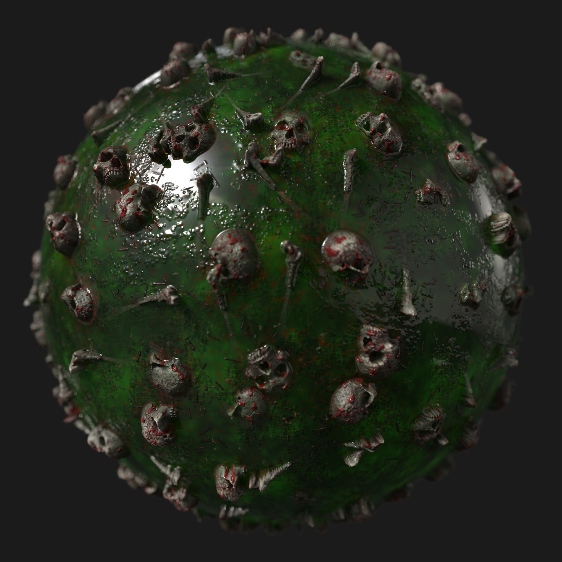 ArtStation - Skulls in Acid Horror PBR Pocedural Material 001 | Game Assets
