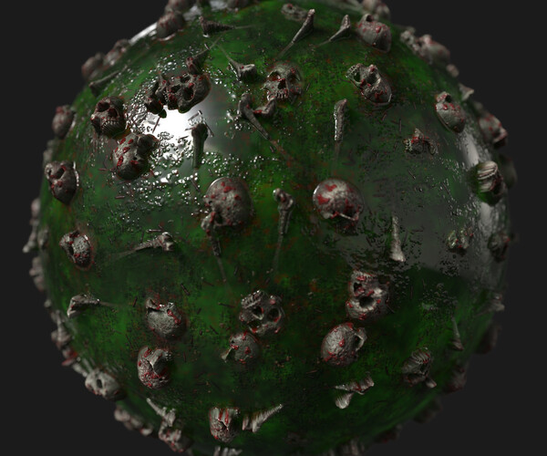 ArtStation - Skulls in Acid Horror PBR Pocedural Material 001 | Game Assets