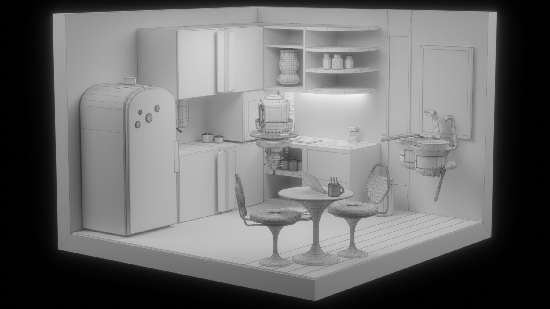 ArtStation - Isometric Lowpoly Future Kitchen Room Low-poly 3D model | Game Assets