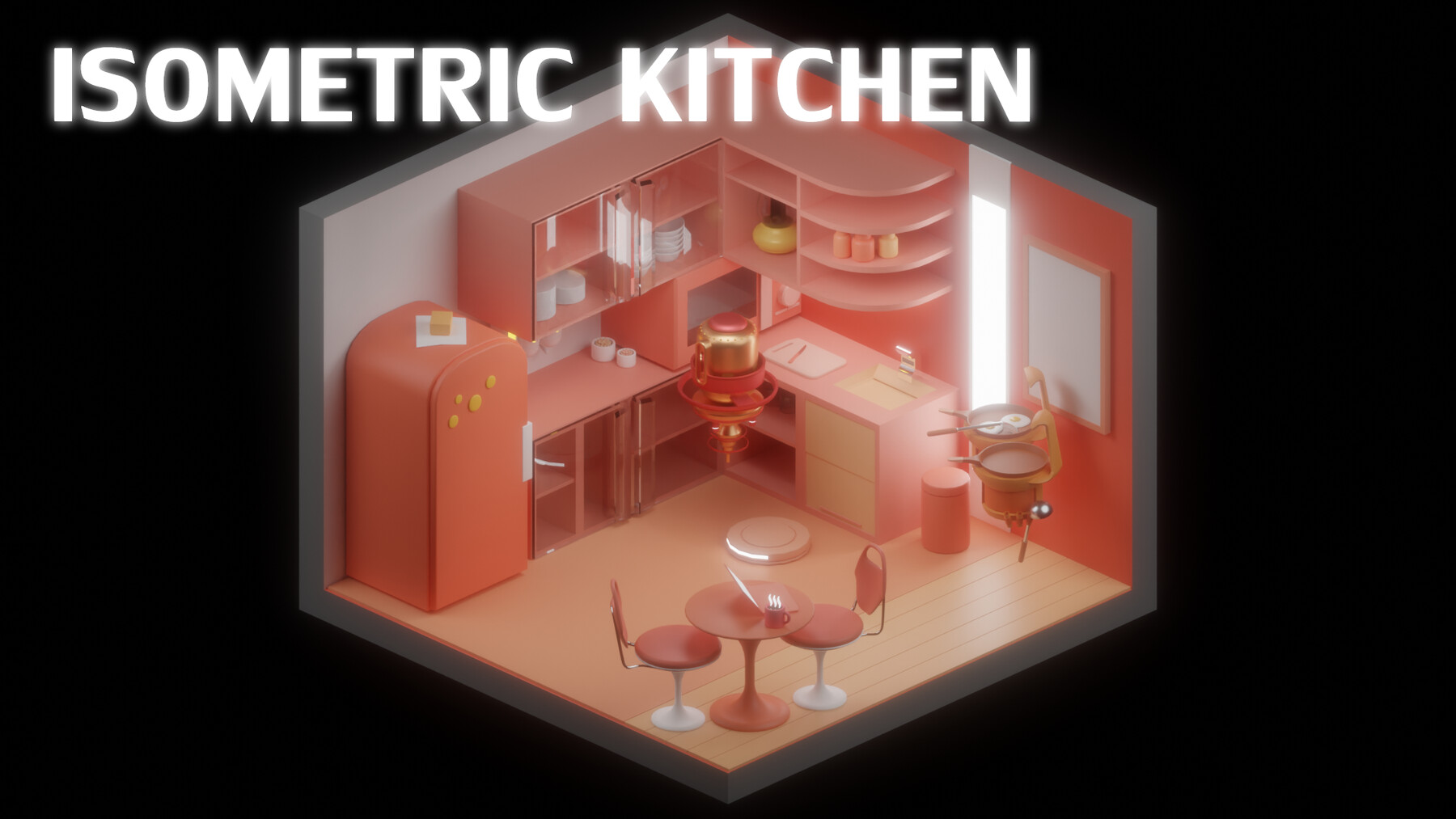 ArtStation - Isometric Lowpoly Future Kitchen Room Low-poly 3D model | Game Assets