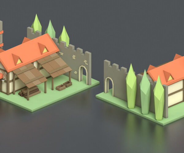 ArtStation - Low Poly Medieval Middle Age City 3D Asset Pack | Game Assets