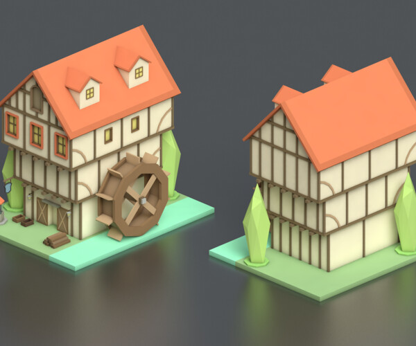 ArtStation - Low Poly Medieval Middle Age City 3D Asset Pack | Game Assets