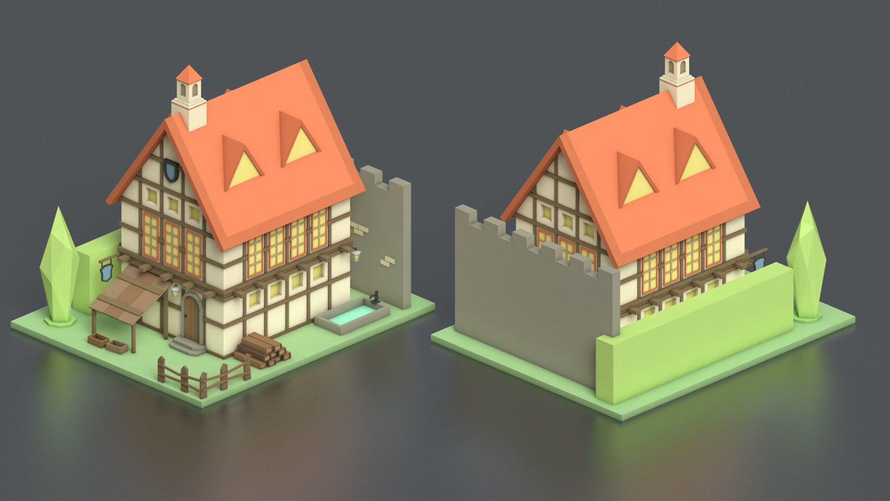 ArtStation - Low Poly Medieval Middle Age City 3D Asset Pack | Game Assets