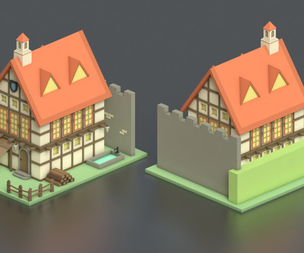 ArtStation - Low Poly Medieval Middle Age City 3D Asset Pack | Game Assets
