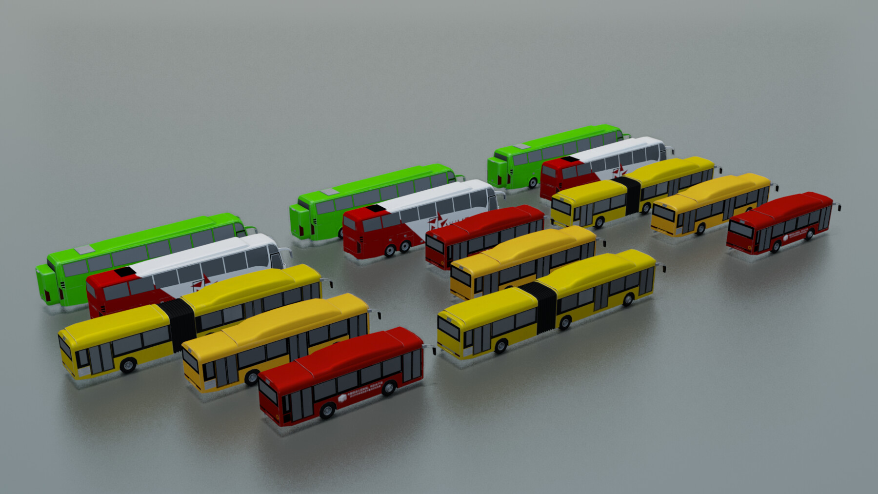 ArtStation - 15 IN 1 BUS PACK LOW POLY GAME READY | Game Assets