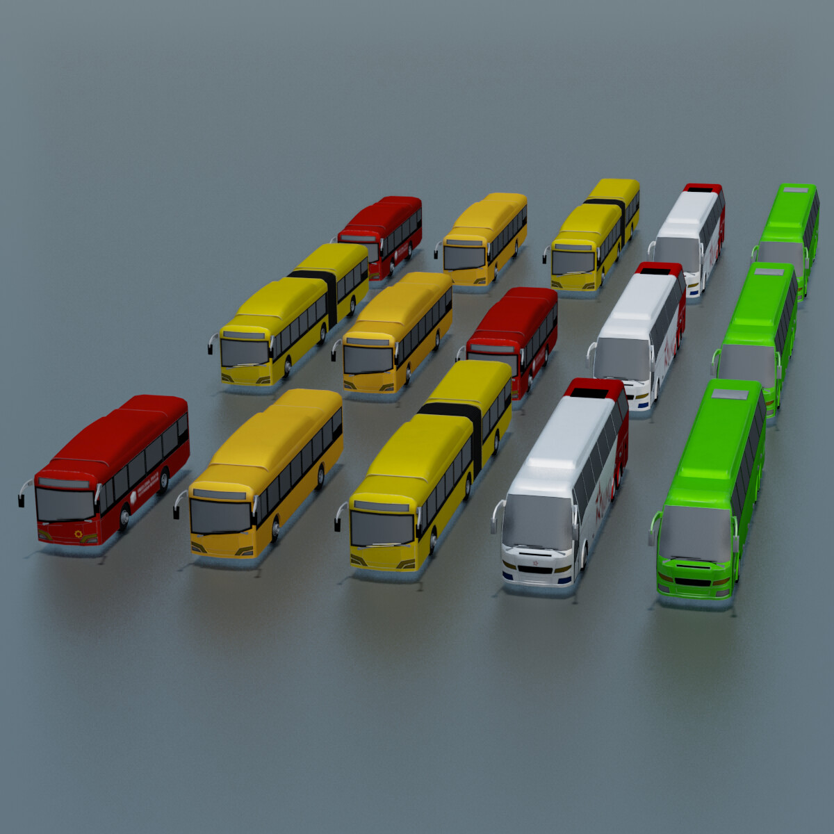 ArtStation - 15 IN 1 BUS PACK LOW POLY GAME READY | Game Assets